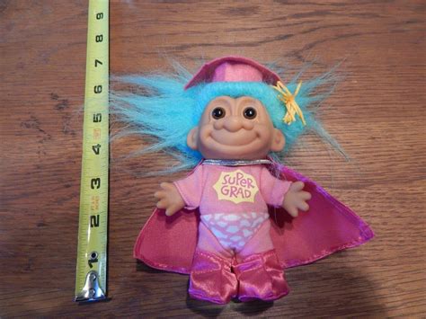 Vintage Russ 3 Troll Doll Super Grad Blue Hair Pink Cape 4550730743