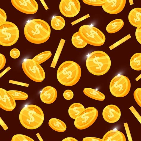 Premium Vector Golden Coin Seamless Pattern With Flying Money