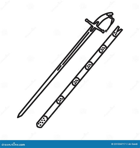 Historical Sword Of Hazrat Khalid Al Walid Icon Doodle Hand Drawn Or