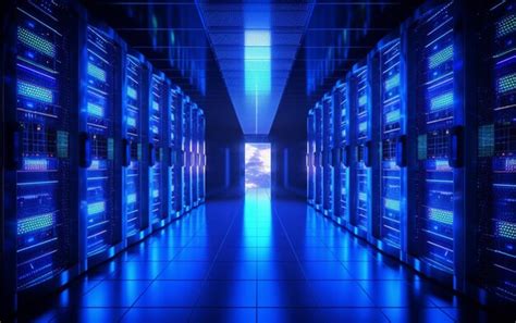 Premium Photo Data Server Racks Hub Room With Big Data Computer Center Blue Interior For