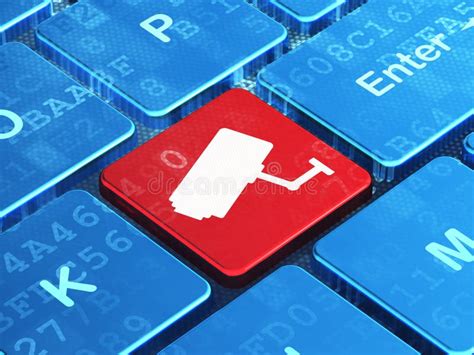Security Concept Cctv Camera On Computer Keyboard Background Stock