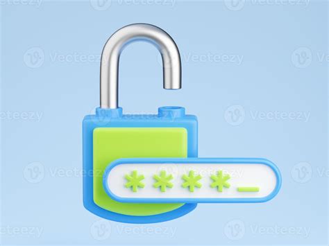 Personal Data Secure 3d Render Open Padlock And Password Field With Incomplete Passcode Entry