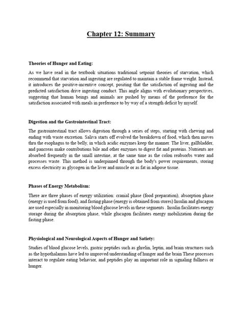 Chapter 12 Summary Pdf Digestion Eating
