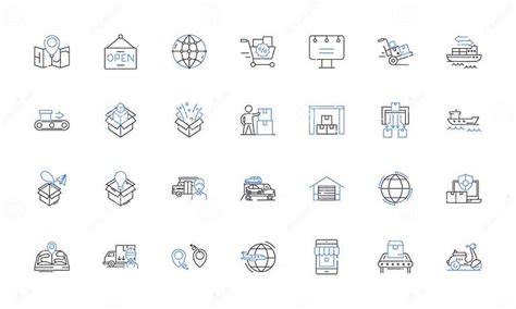 Resource Pipeline Line Icons Collection Extraction Collection