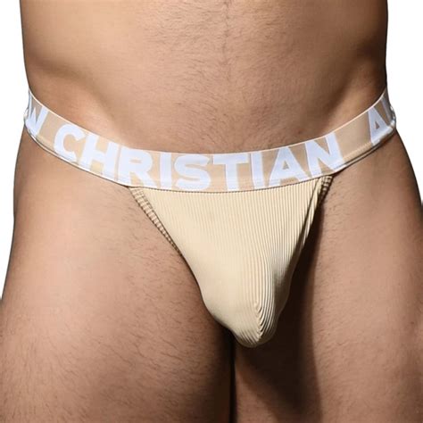 Andrew Christian Almost Naked Essential Rib Thong Sand INDERWEAR