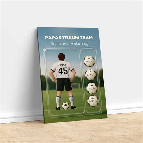 Personalisierte Leinwand Papas Traum Team Fußball Personalisierbare