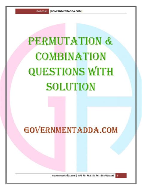 Permutation And Combination Questions With Solution Daily Visit Pdf