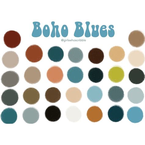 Procreate Boho Color Palette Procreate Boho Blue Palette 30 Boho