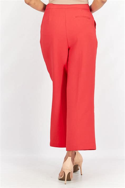 Buy Tchibo Women Regular Fit Solid Wide Leg Woven Pants Red Online