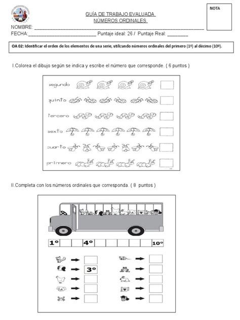 Numeros Ordinales Pdf