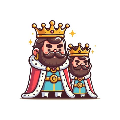 Premium Vector Vector Illustration A Cartoon King Two Men With Crown