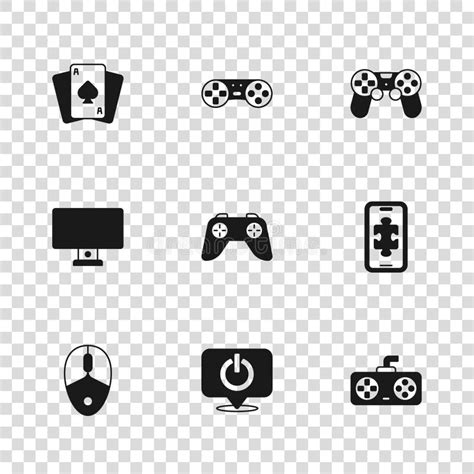 Set Power Button Mobile Gaming Game Controller Or Joystick Playing