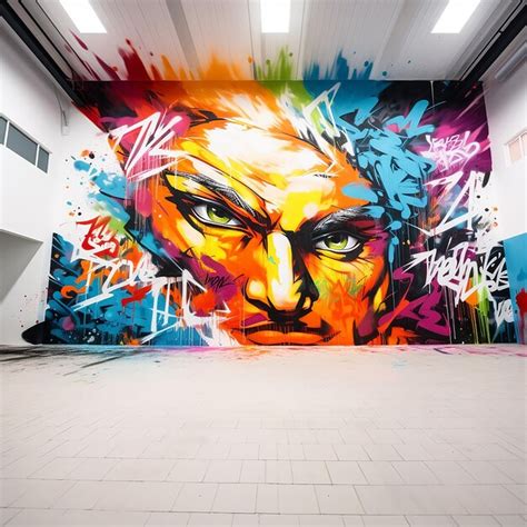 Graffiti On White Walls With Beautiful And Colorful Writing Premium