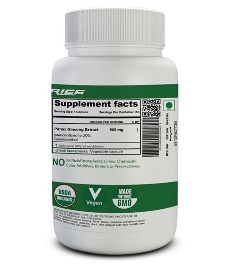 Nutrija Panax Ginseng Extract 500mg 60 Nos Capsule Buy Nutrija Panax