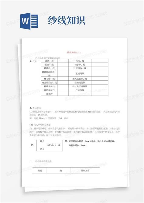 纱线知识word模板下载编号lmnmrvop熊猫办公