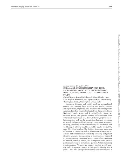 Pdf Sexual And Gender Identity And Their Properties In Aging With