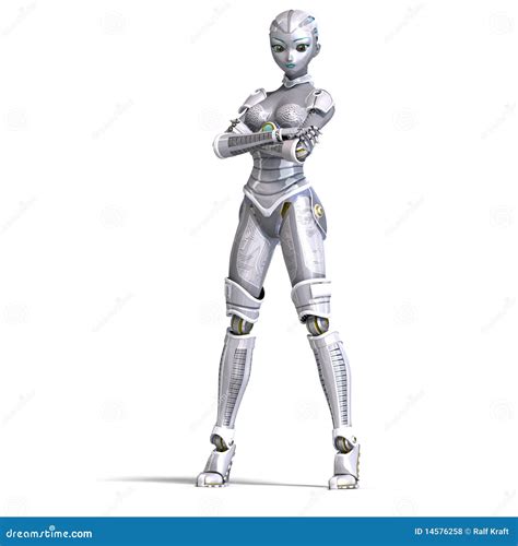 Female Metallic Robot 3d Rendering With Stock Illustration Illustration Of Isolated