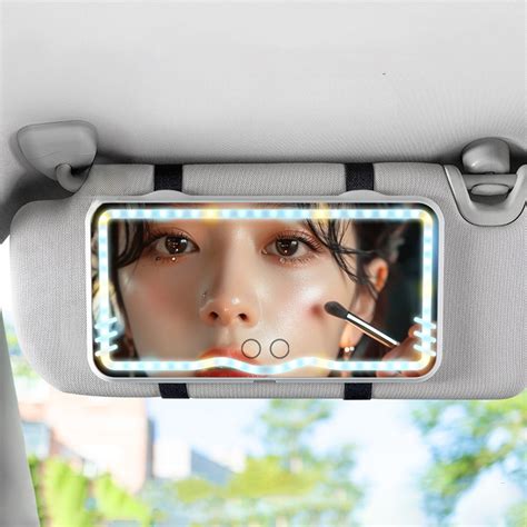 Ranliy Car Sun Visor Vanity Mirror Led Car Mirror With 3 Light Modes
