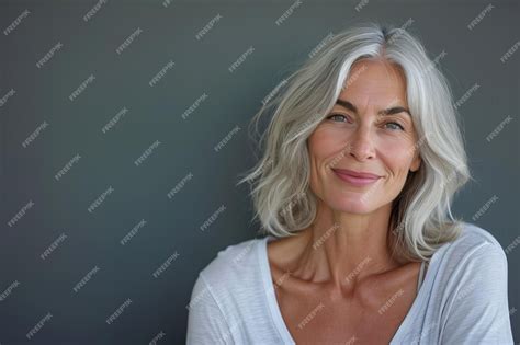 Premium Photo An Older Woman With Gray Hair Smiling