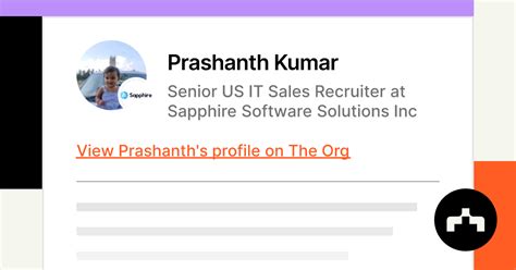 Prashanth Kumar Senior Us It Sales Recruiter At Sapphire Software Solutions Inc The Org
