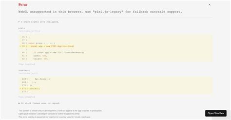 pixijs test forked codesandbox