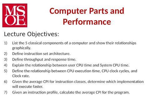 Pptx Lecture Objectives 1 List The 5 Classical Components Of A Computer And Show Their