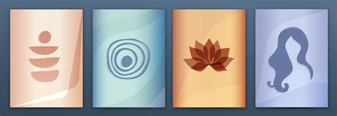 편집 가능한 세트 템플릿 배너 포스터 스파 아름다움 전체론적 로고 또는 기호 기호가 있는 복지 초대 또는 프레젠테이션 회사 레이아웃 브로셔 전단지 또는 전단지 미니멀