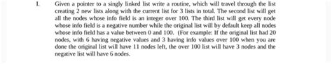 Solved Given A Pointer To A Singly Linked List Write A