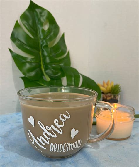 Personalized Clear Glass Coffee Mugs Great For Bridal Party Etsy