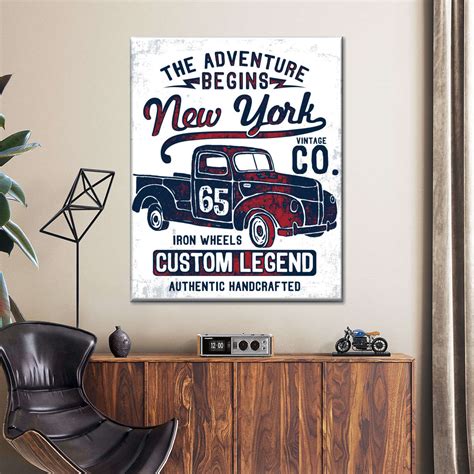 New York Vintage Car Poster Wall Art Elephant Stock