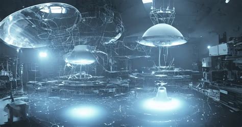 Engineer Carefully Repairs Top Secret Flying Saucer Stable Diffusion