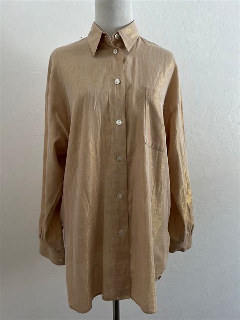 Gold Metallic Blouse Etsy