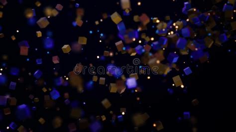 Cubic Particles Forming Line On Black Background Animation Stock