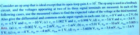 solved show work please consider an op amp that is ideal except that