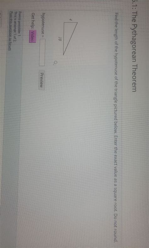 Solved The Pythagorean Theorem Find The Length Of The Chegg