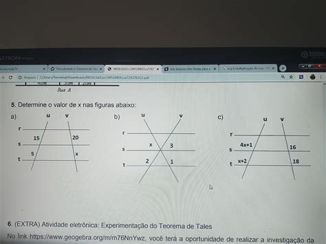 Determine O Valor De X Nas Representações A Seguir