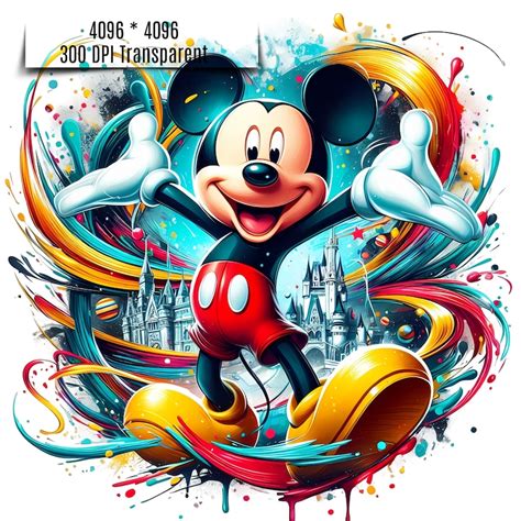 5 Mickey Mause Splash Y Acuarela Png Sublimación Personajes De