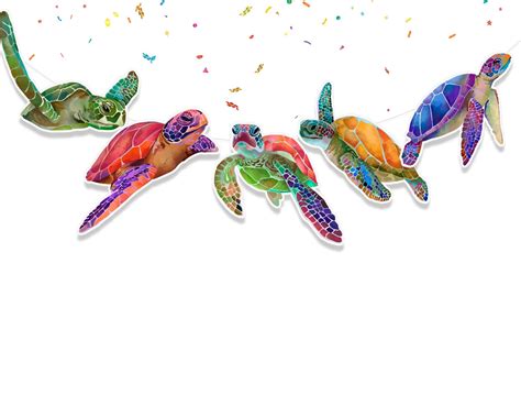 Vibrant Sea Turtle Banner Colorful Ocean Life Garland For Themed Par
