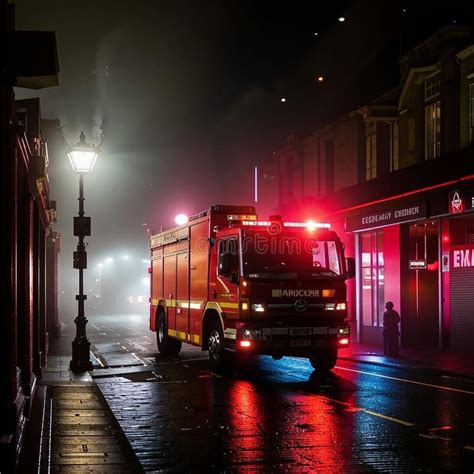 Fire Truck At Night Stock Image Image Of Road Evening 351898953