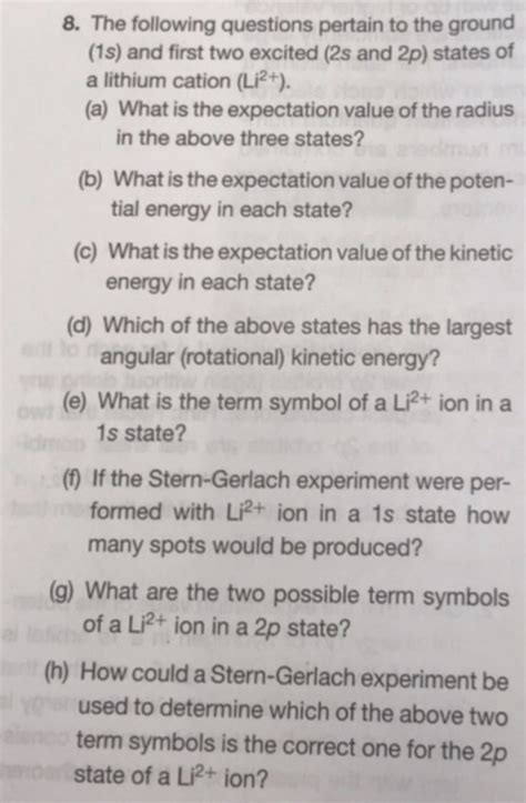 Solved 8 The Following Questions Pertain To The Ground 1s