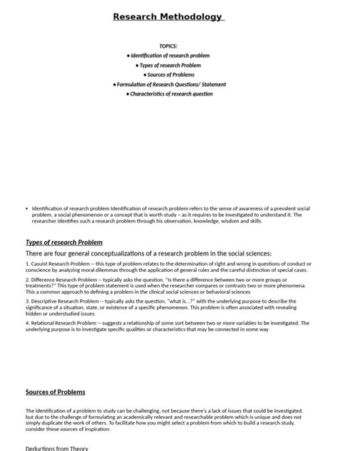 Research Problem Identification Guide Pdf Theory Methodology