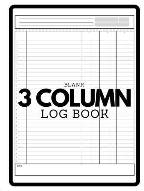 Blank 3 Column Log Book General Ledger Accounting Book Accounting