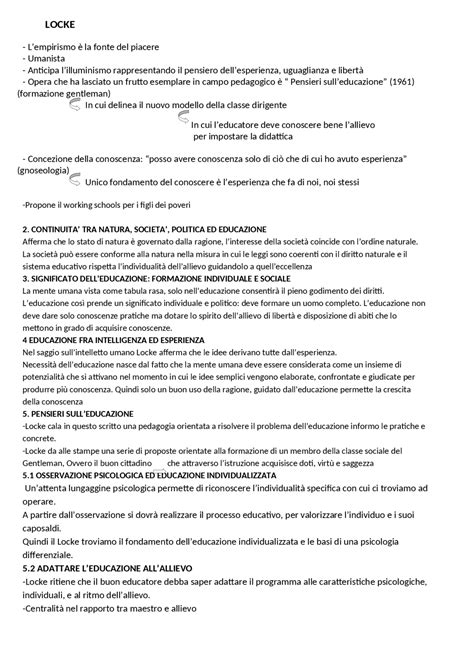 Riassunto Di John Locke Per Storia Delleducazione Docsity