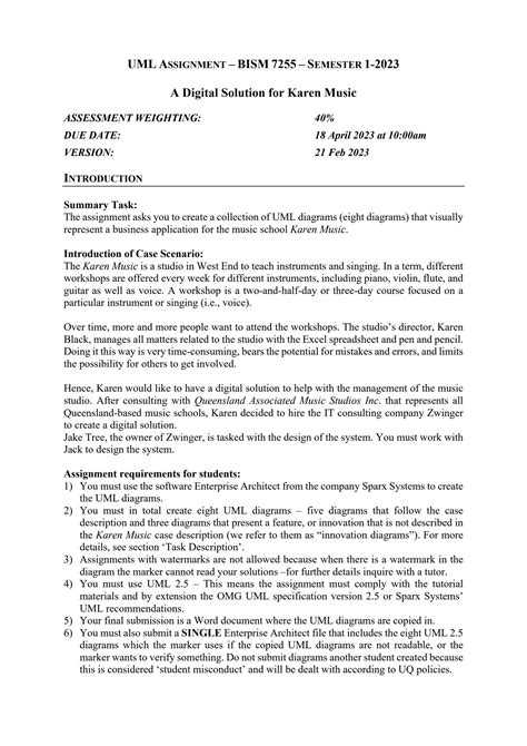 SOLUTION Uml Assignment 21 Feb 2023 Studypool