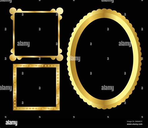 Set Of Golden Frames Golden Gradient Border Golden Frame With Empty