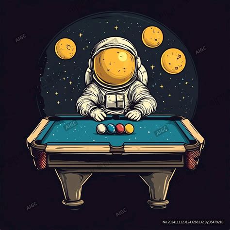 Ai创作图桌球插画 台球插画 桌球装饰画 卡通桌球 台球学校台球插画 台球装饰画 卡通台球 登月计划设计 桌球俱乐部卡片 桌球图片 台球形象设计 打台球图片 航空航天宇航员月球 赌博装饰画