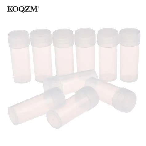 시험관 유리병 샘플 용기 분말 공예 나사 캡 플라스틱 병 사무실 학교 화학 용품 100 개 5ml Aliexpress