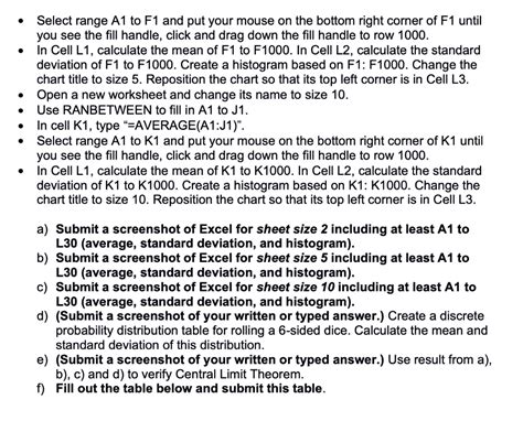 Solved Question 1 You Will Use Excel To Simulate Rolling
