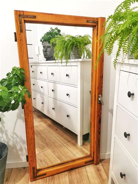 Lustro w starej drewnianej ramie Drewno Boho Loft Kraków Ogłoszenie