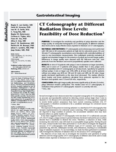 Pdf Ct Colonography At Different Radiation Dose Levels Feasibility